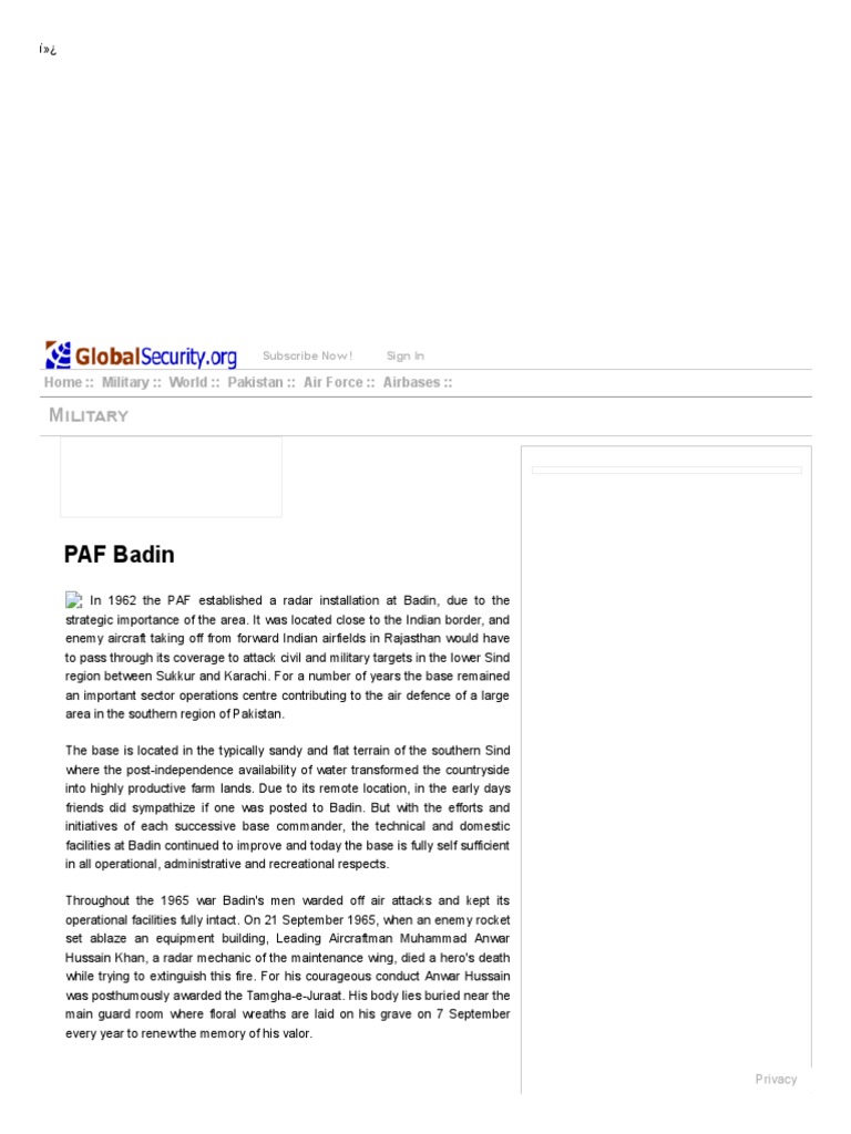 PAF Badin Radar | PDF | Sindh | Pakistan