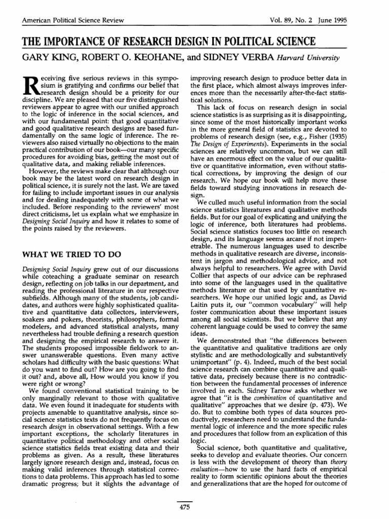 The Importance of Research Design in Political Science | PDF ...