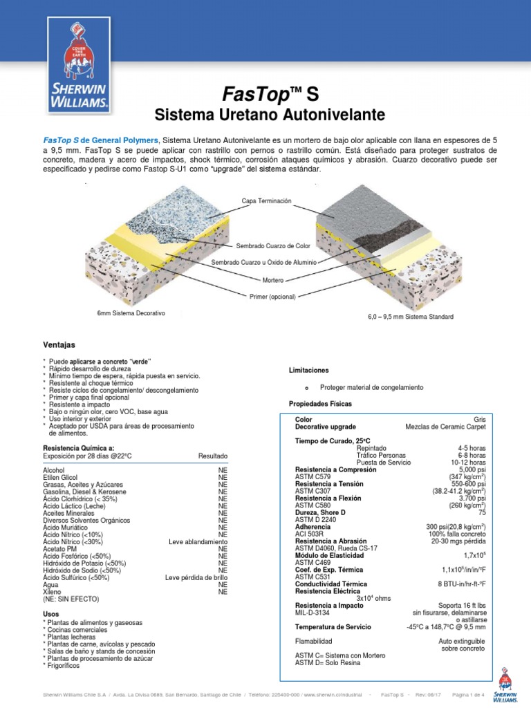 Sherwin Williams - Fastop S | PDF | Hormigón | Química