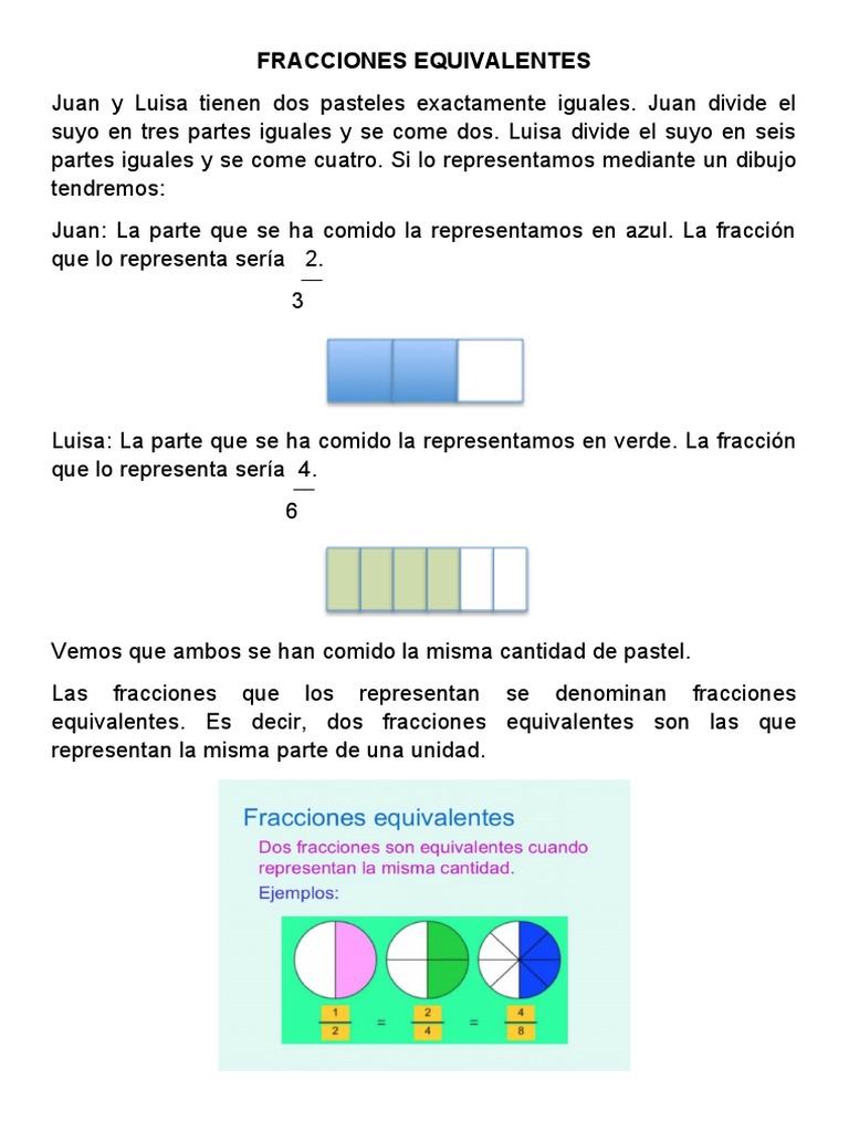 Fracciones Equivalentes y Ejemplos | PDF | Objetos matemáticos ...