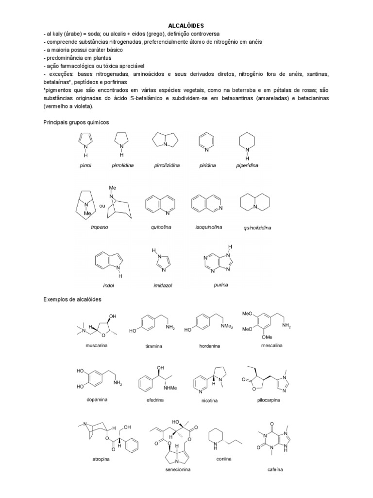 Resumo Alcalóides | PDF | Solvente | Chá
