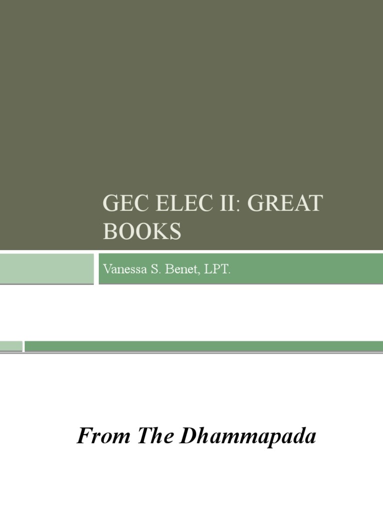 Gec Elec Ii: Great Books: Vanessa S. Benet, LPT | PDF | Gautama Buddha ...
