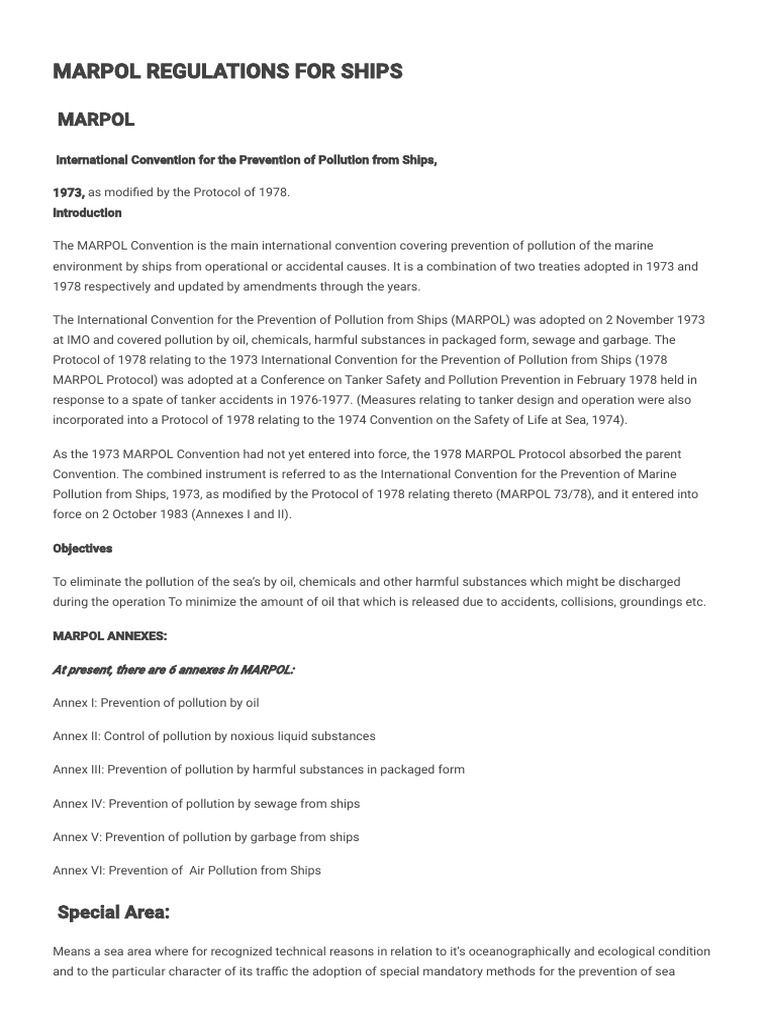 Marpol Reg | PDF | Pollution | Waste