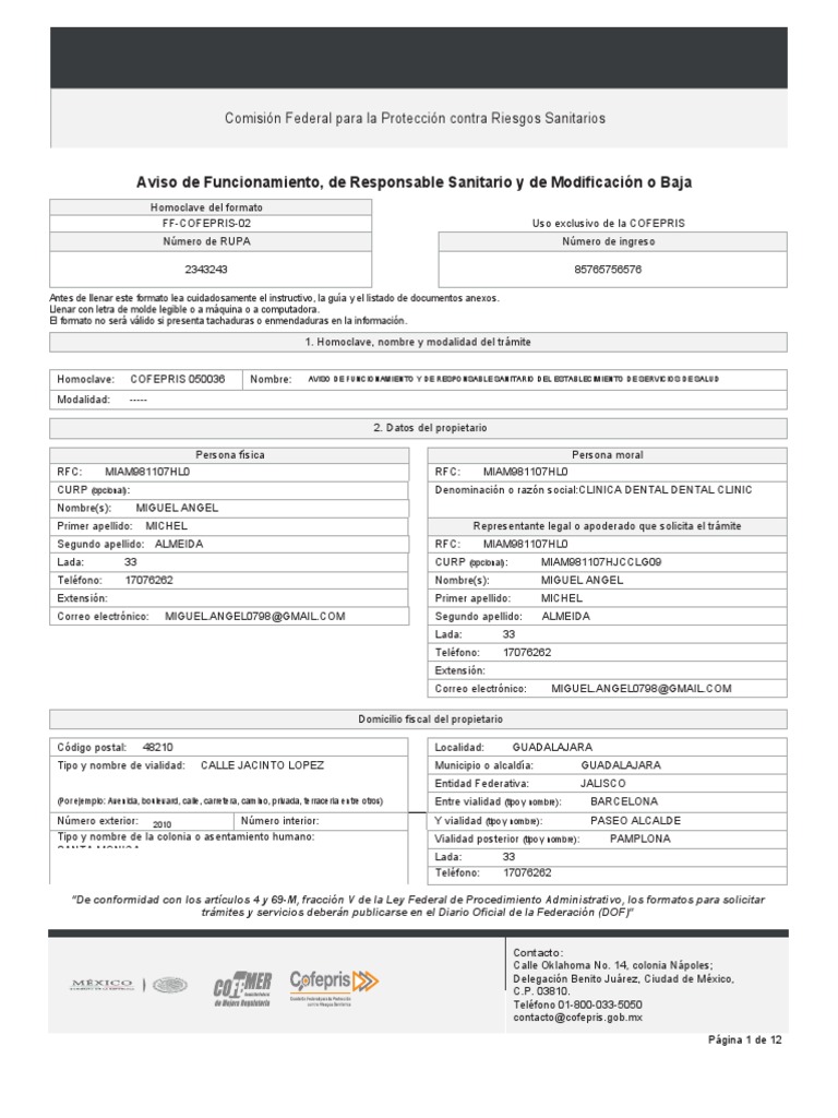 Formato Aviso Funcionamiento | PDF | Ciudad de México | México