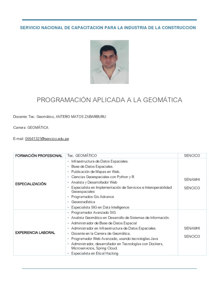 Presentacion - Prof - Programación Aplicada A La Geomática | PDF