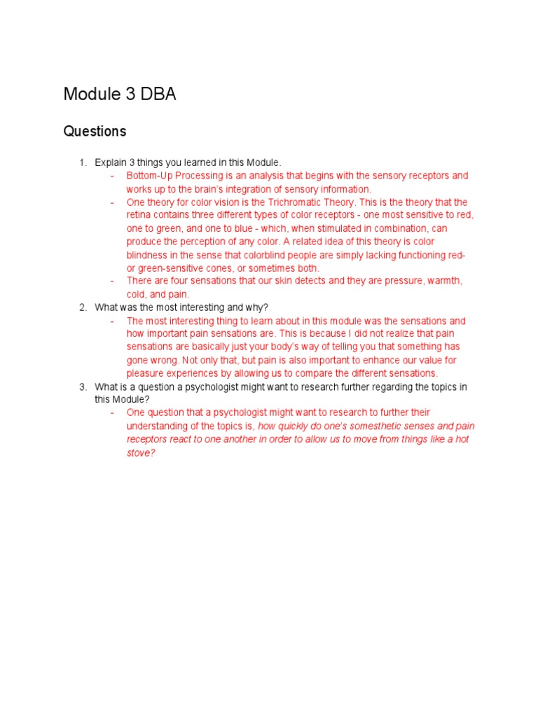 Module 3 DBA: Questions | PDF