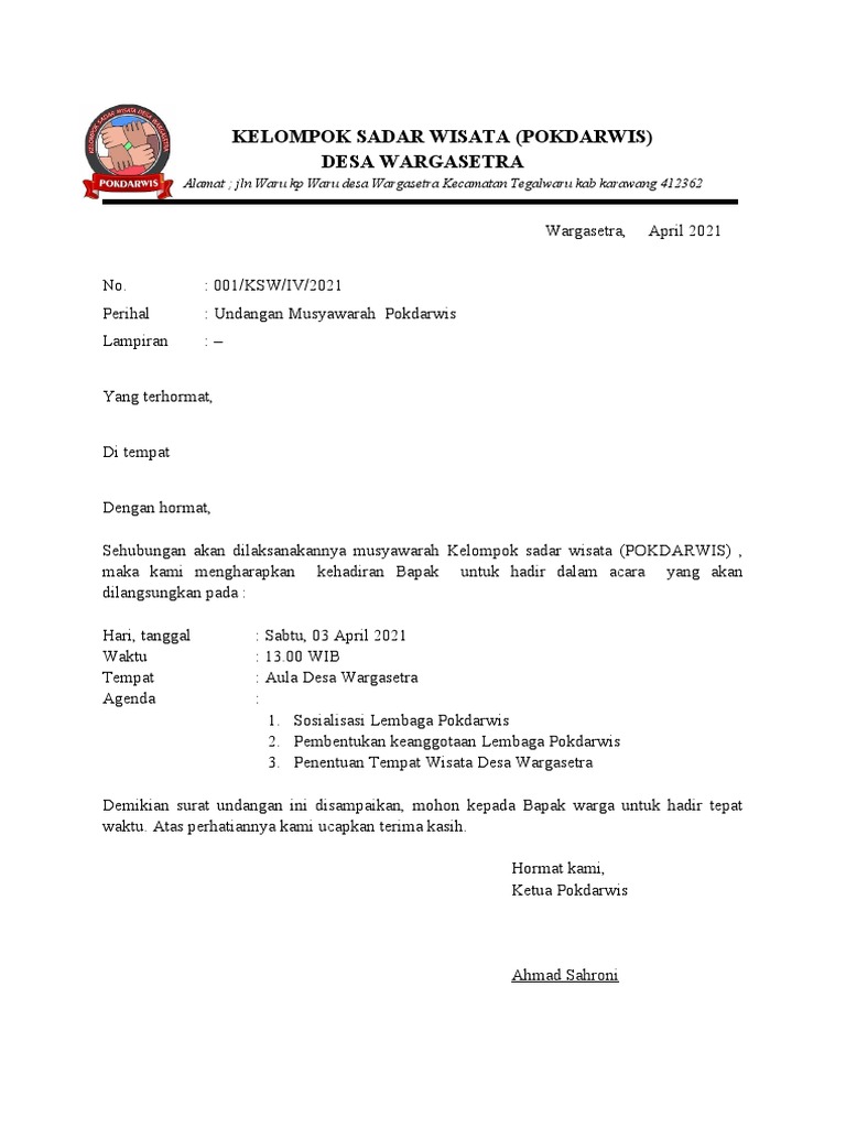 435 - Contoh Surat Undangan Rapat Desa | PDF