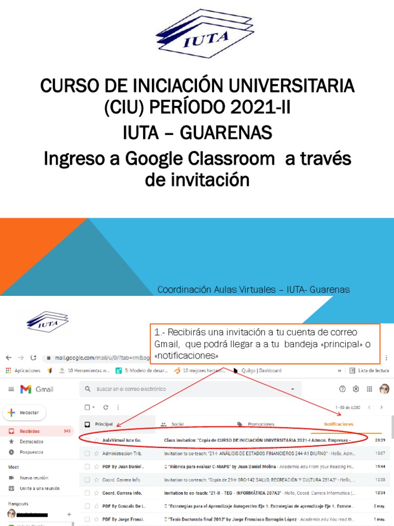 Ciu 2021 II Como Acceder A Classroom | PDF