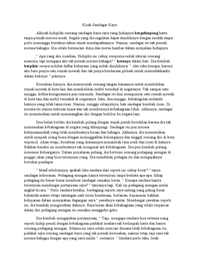 Kisah Saudagar Kaya | PDF | Seni | Pengembangan Diri