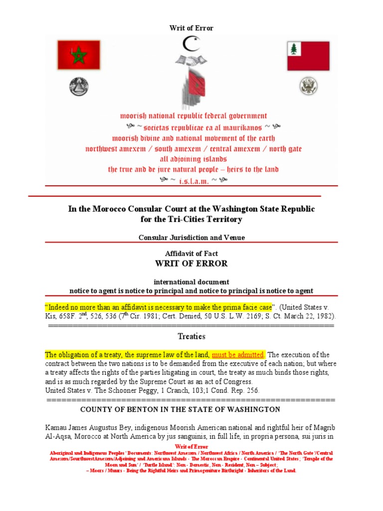Writ of Error Unlawful Harassment | PDF | Jurisdiction | Treaty