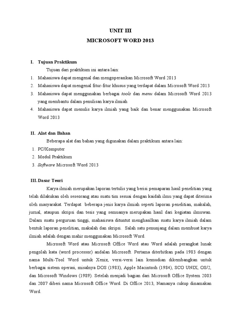 Modul UNIT III Ms Word | PDF