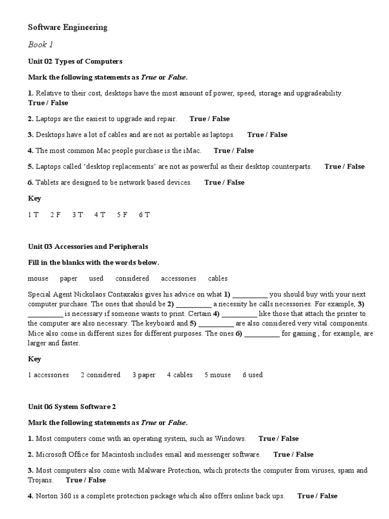 Software Engineering Video Exercises & Tests | PDF | Desktop Computer ...