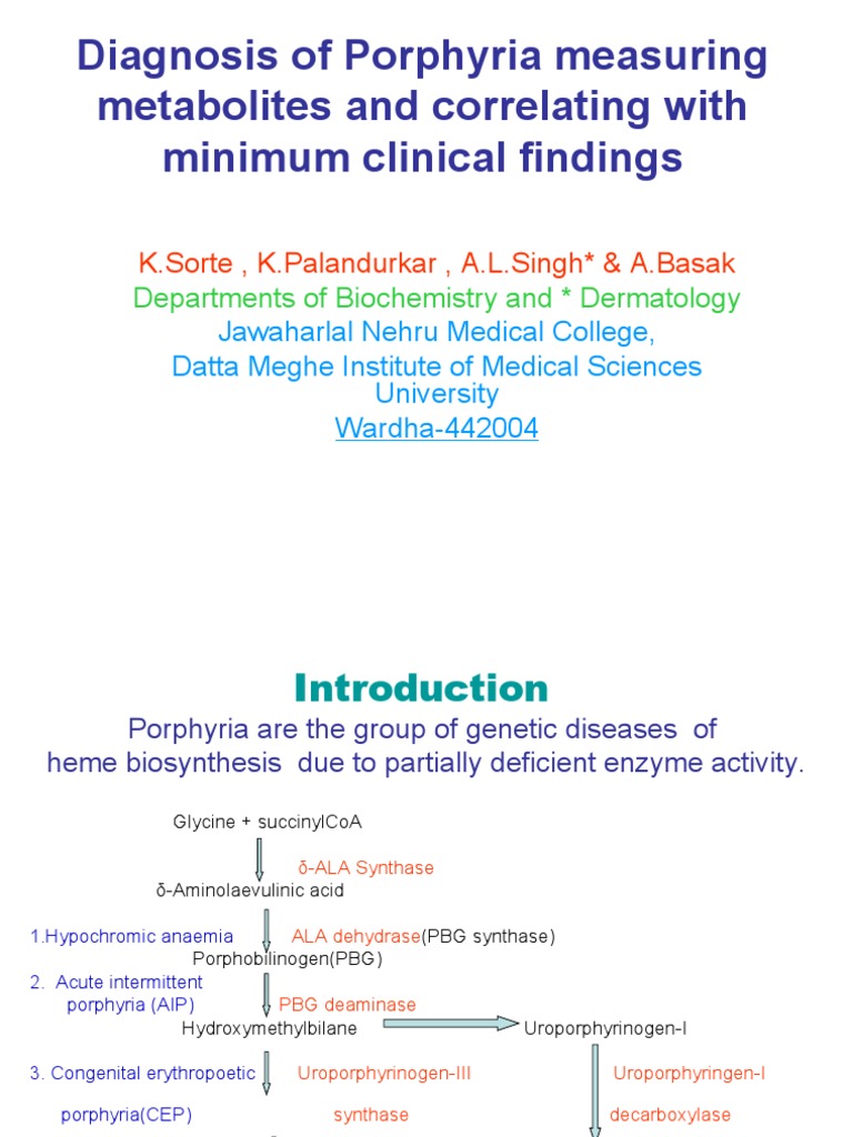 Diagnosis of Four Cases of Porphyria Through Urine Metabolite ...