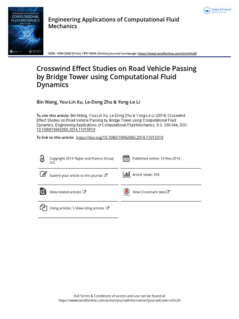 Crosswind Effect Studies On Road Vehicle Passing by Bridge Tower Using ...