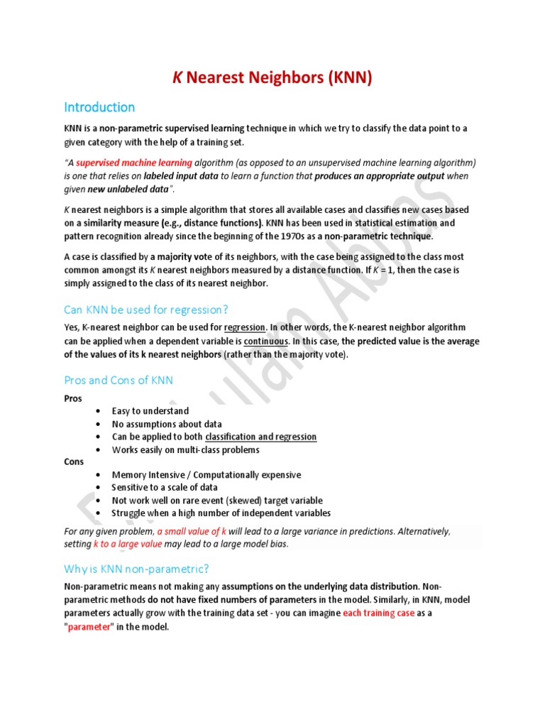 Lecture#2. K Nearest Neighbors | PDF | Cross Validation (Statistics ...