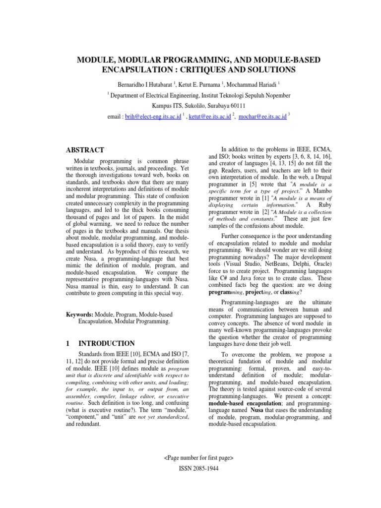 Module Modular Programming and Module Ba | PDF | Modular Programming ...