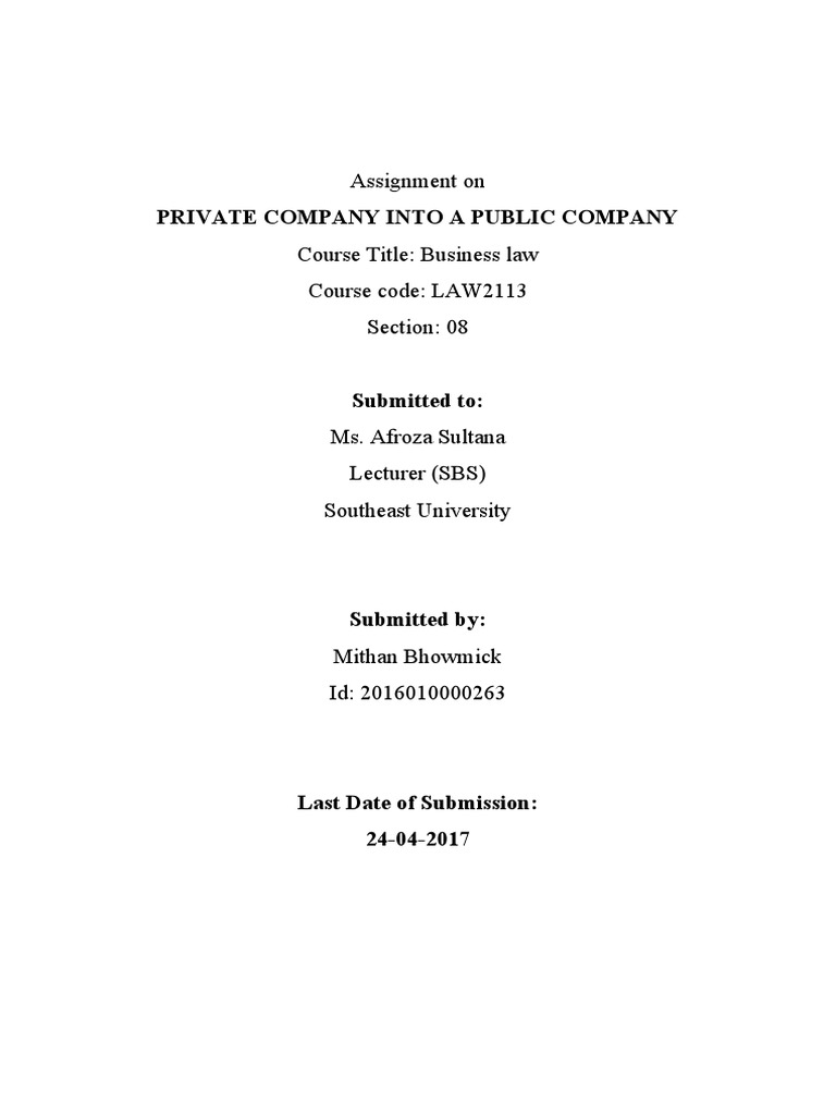How to Convert a Private Company to Public | PDF | Companies | Justice