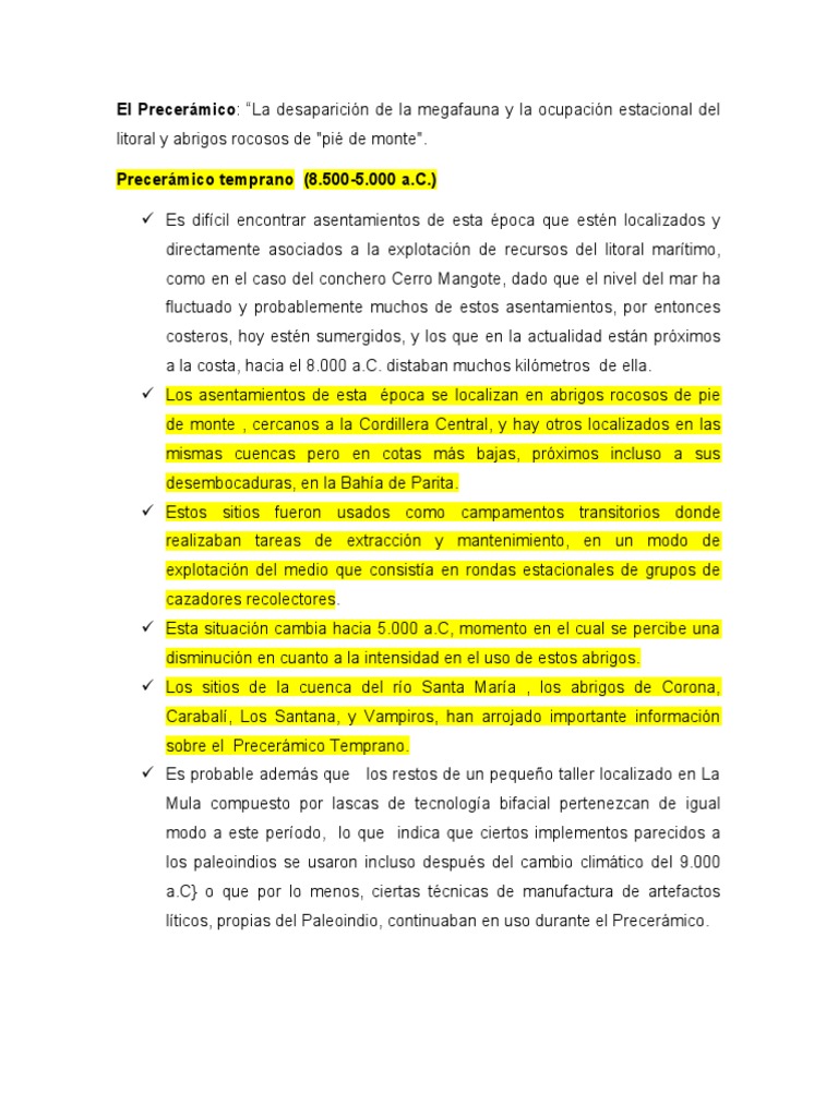 Periodo Preceramico - Argelis | PDF | Arqueología