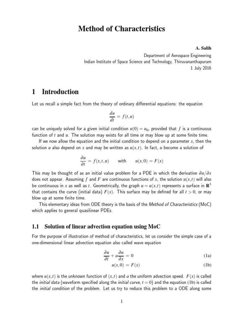 Method of Characteristics: 1.1 Solution of Linear Advection Equation ...