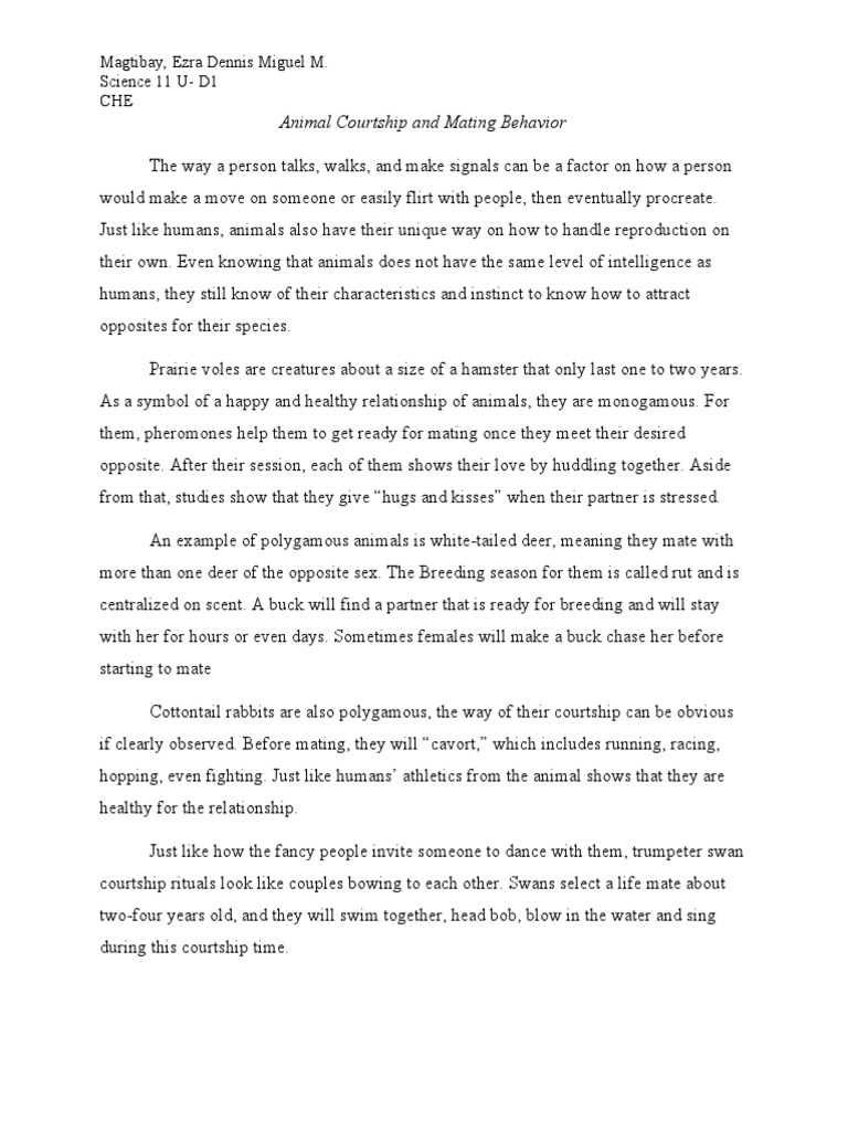 Animal Courtship and Mating Behavior | PDF | Courtship | Ethology