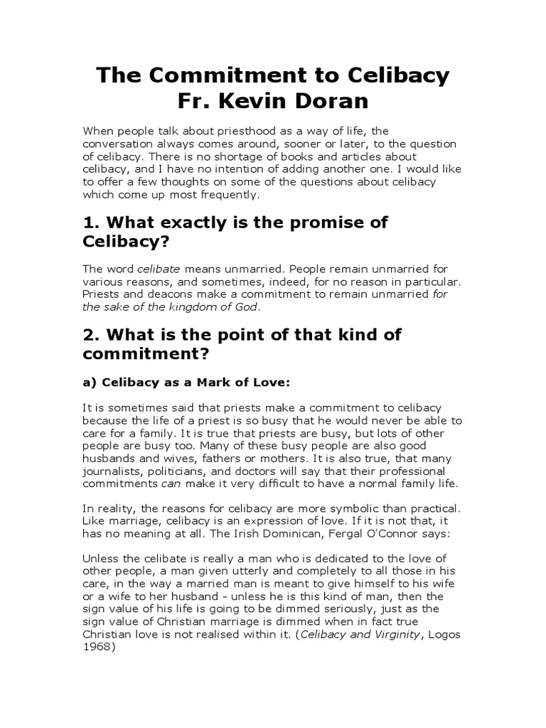 The Meaning of Celibacy for Priests | PDF | Celibacy | Intimate ...