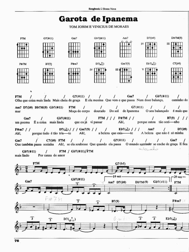 Partitura de Garota de Ipanema para Piano | PDF
