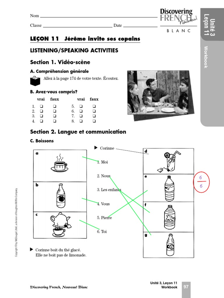 Discovering French BLANC Unite 3 Lecon 11 Warmup | PDF | Boisson ...