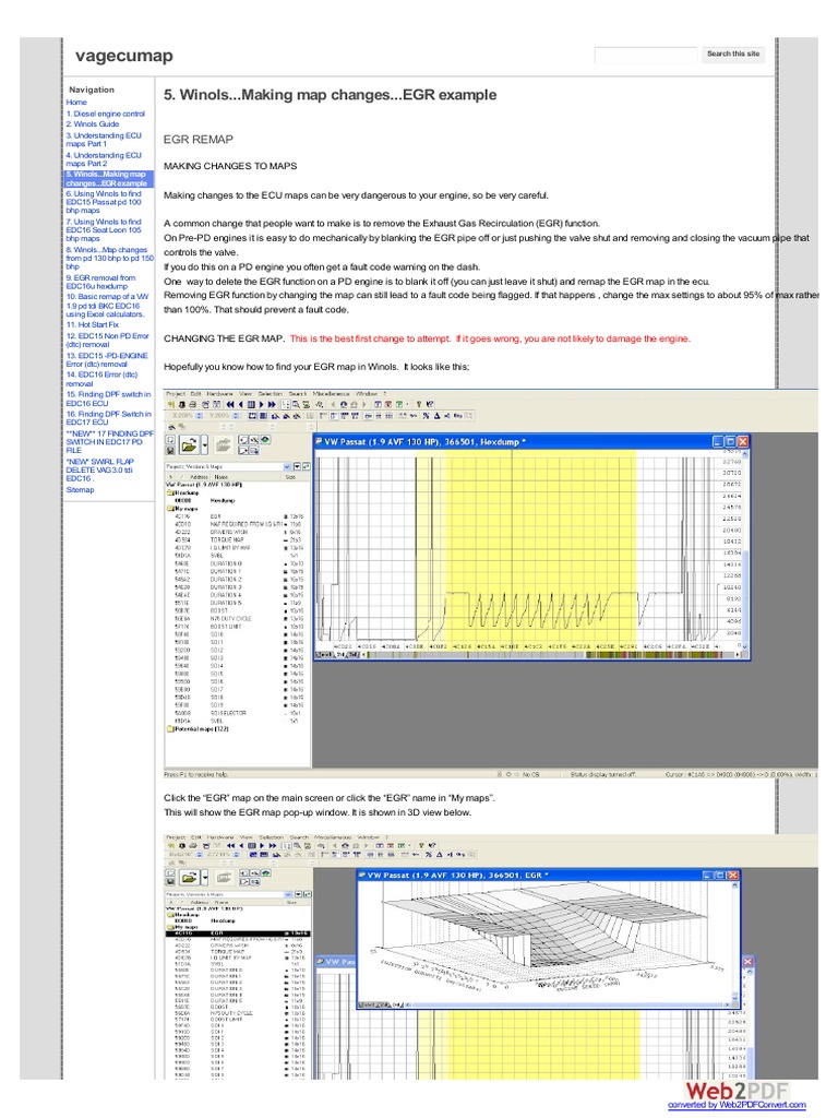 Winols... Making Map Changes... EGR Example | PDF | Engines | Computing