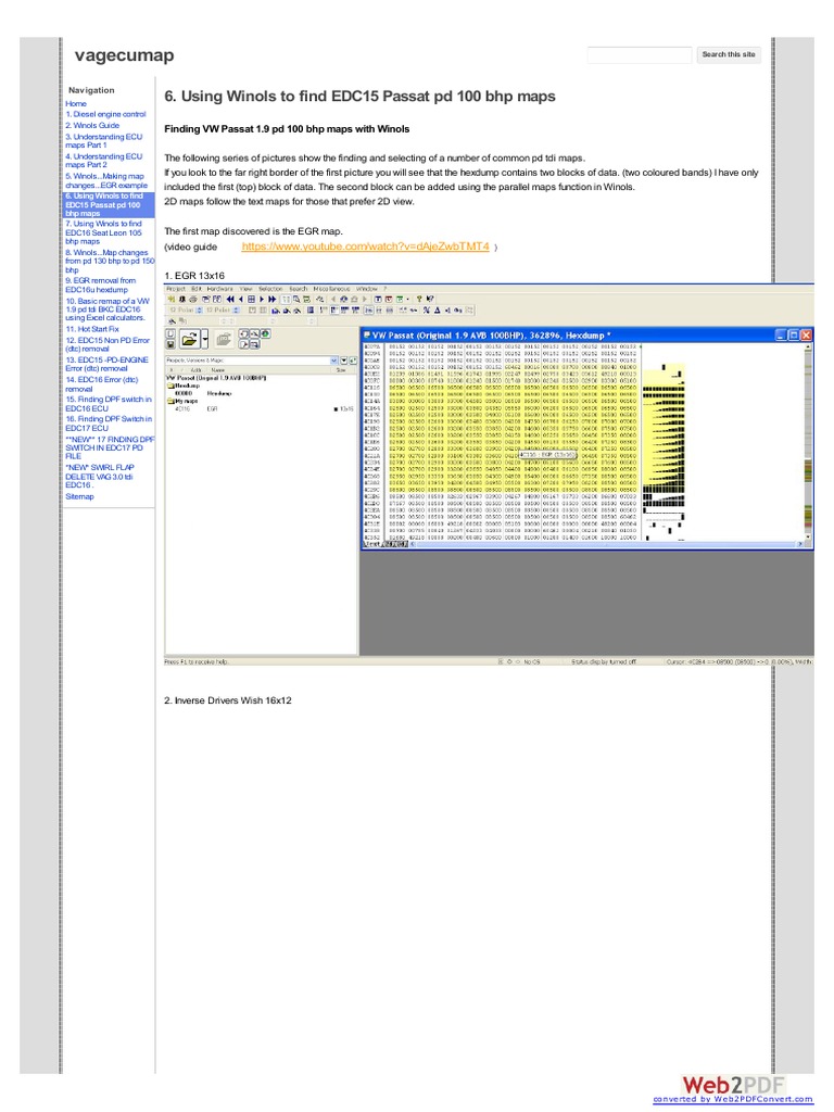 Using Winols To Find EDC15 Passat PD 100 BHP Maps | PDF