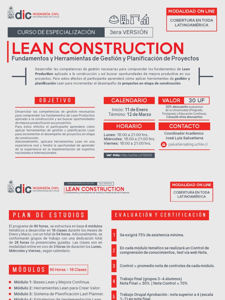 Flyer Promocional Curso Lean Construction | PDF | Ingeniería ...