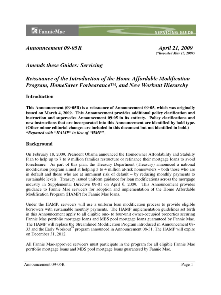 Aka Eligibility For Hamp Loan Modification | PDF | Fannie Mae ...
