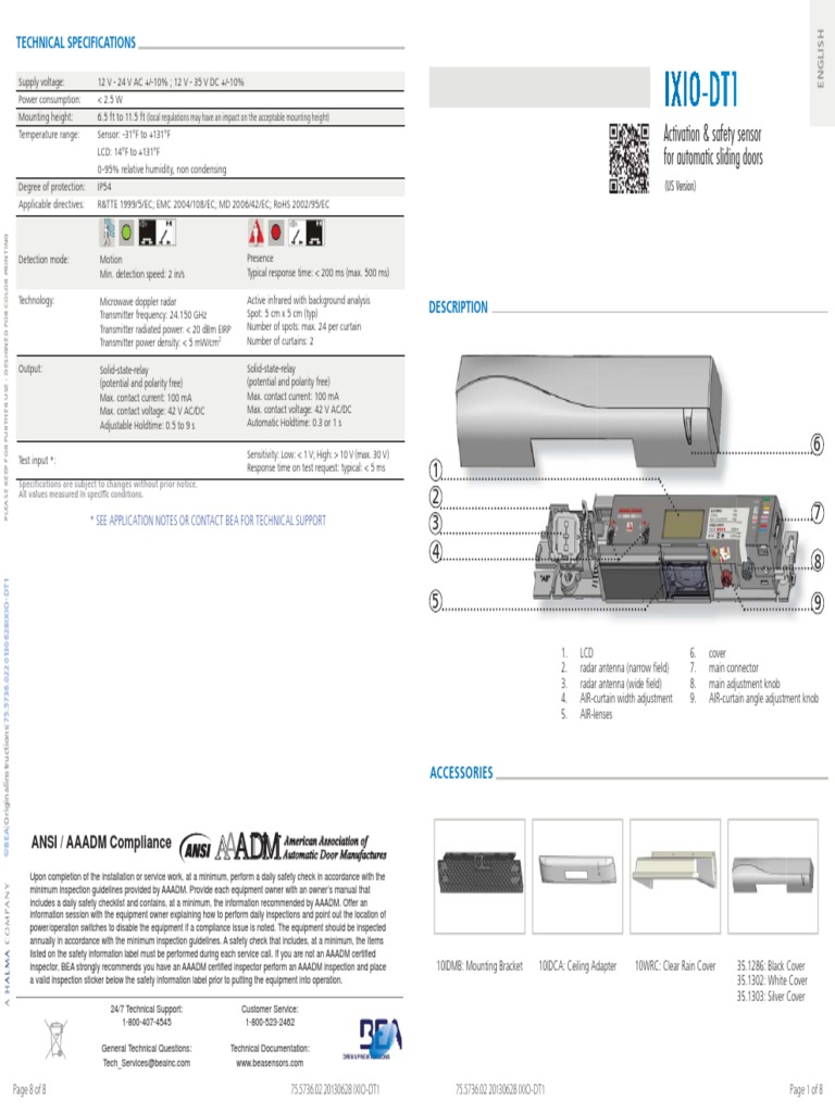 BEA IXIO - DT1 Installation Instructions | PDF | Power Supply | Radar