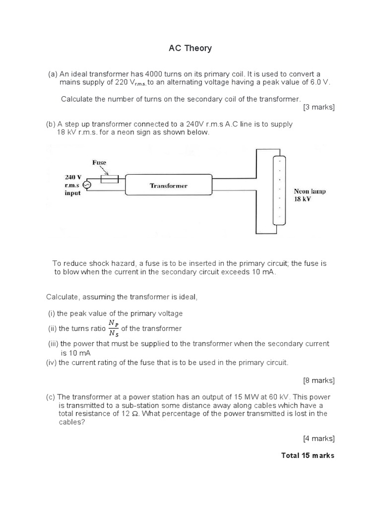 AC Theory Worksheet | PDF
