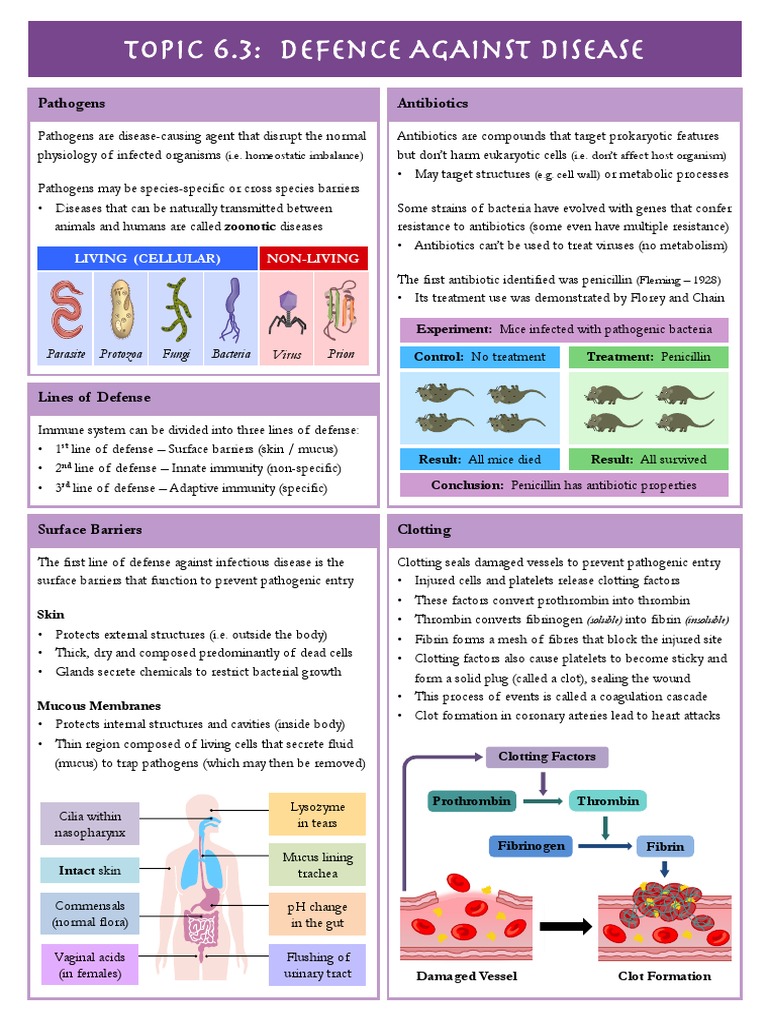 6.3 Defence Against Disease | PDF | Coagulation | Pathogen