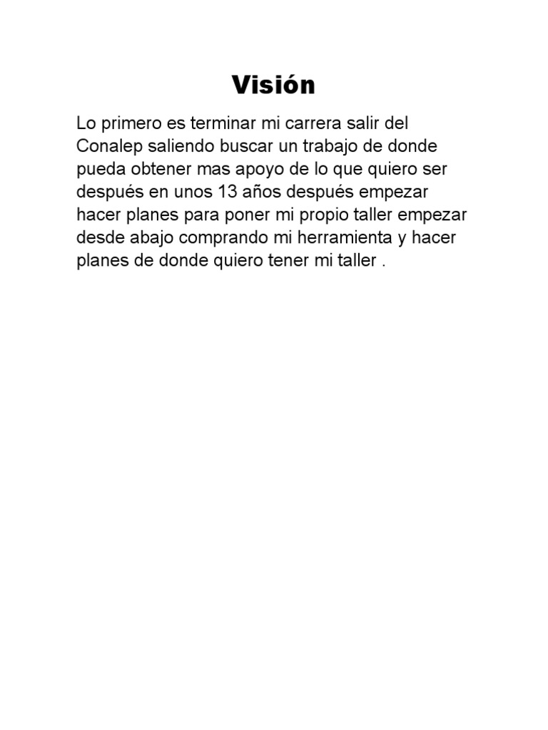 Visión | PDF | Crecimiento personal y profesional