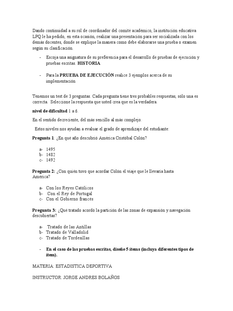 Estructura de Una Prueba | PDF | Prueba / examen | Enseñando y aprendiendo