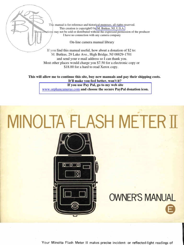 Minolta Flash Meter II | PDF | Flash (Photography) | Exposure (Photography)