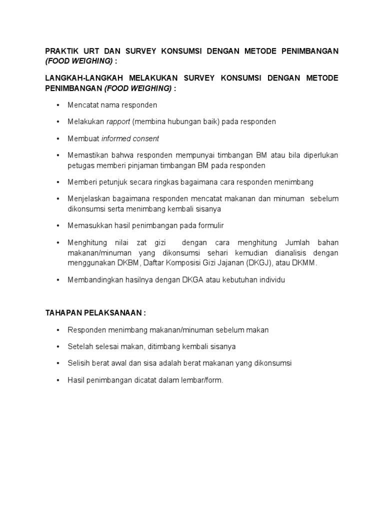 LANGKAH Food Weighing Urt | PDF | Memasak, Makanan, & Anggur ...