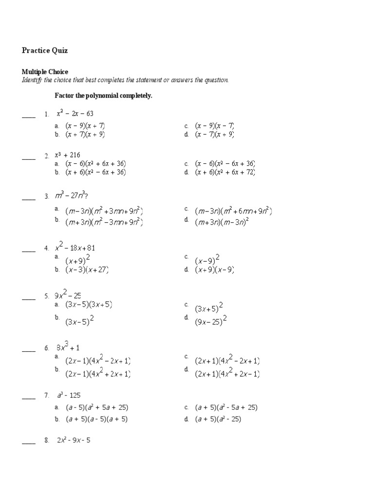 Practice Quiz 6 | PDF | Factorization | Numerical Analysis