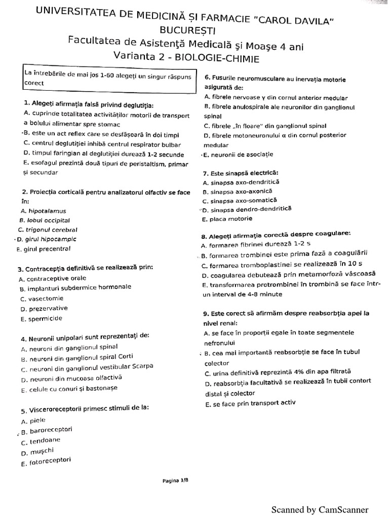 Admitere FMAM 2018 v2 | PDF