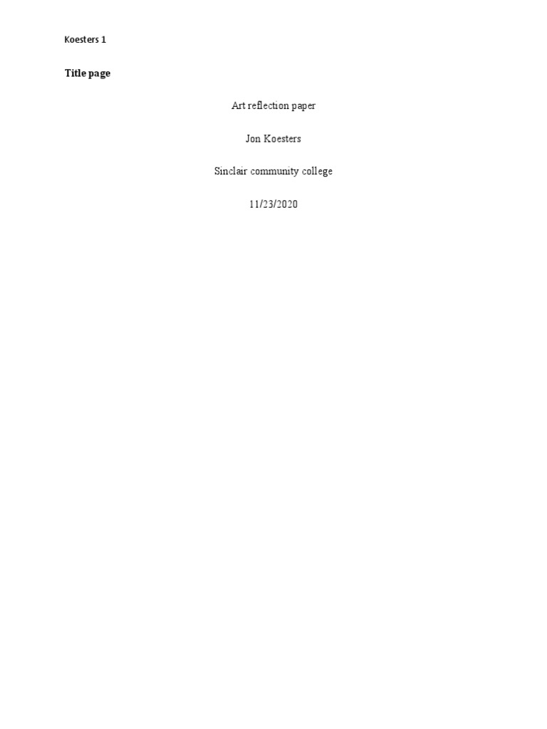 Art Reflection Paper | PDF | Idea | Reality