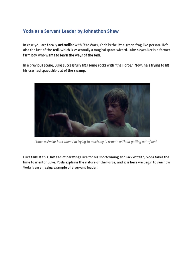 Yoda As A Servant Leader | Download Free PDF | Jedi | Star Wars
