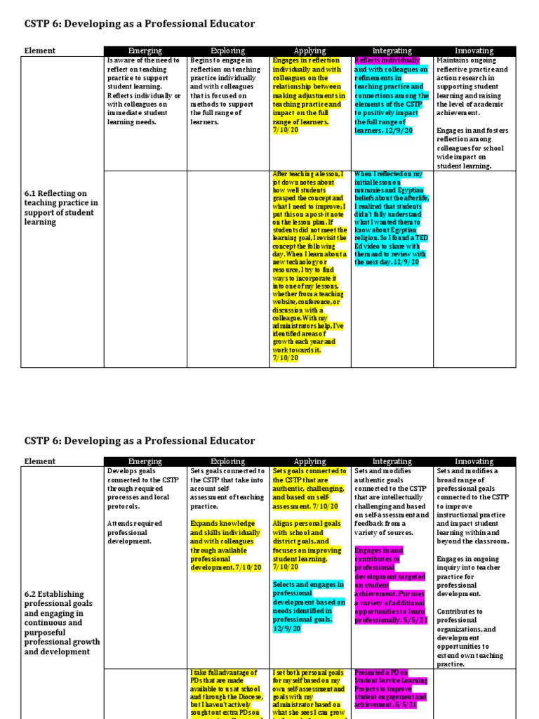 CSTP 6 Perry 5 | PDF | Teachers | Goal