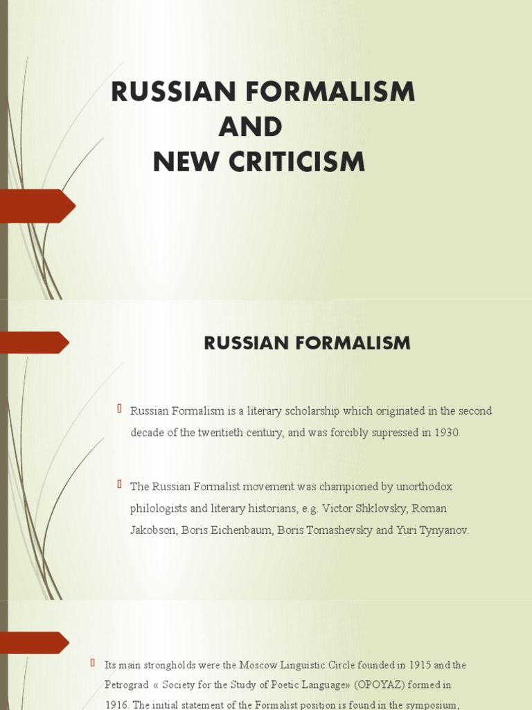 Russian Formalism and New Criticism | PDF | Plot (Narrative) | Poetry
