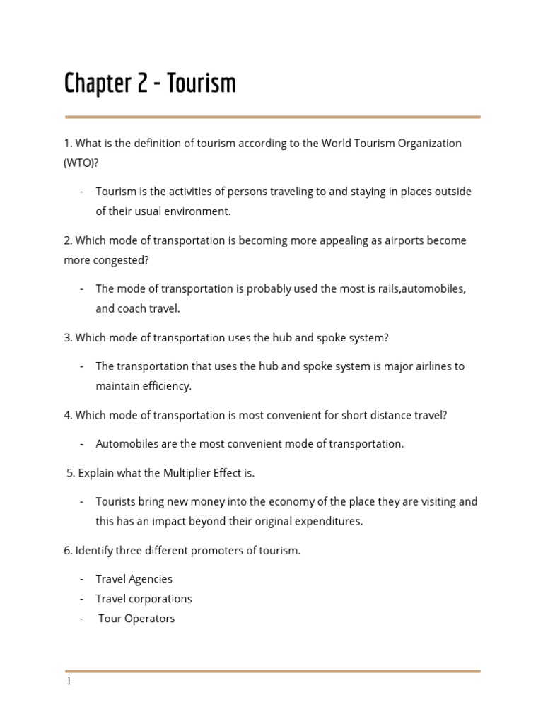 Chapter 2 Tourism Class Notes | PDF | Business | Finance & Money Management