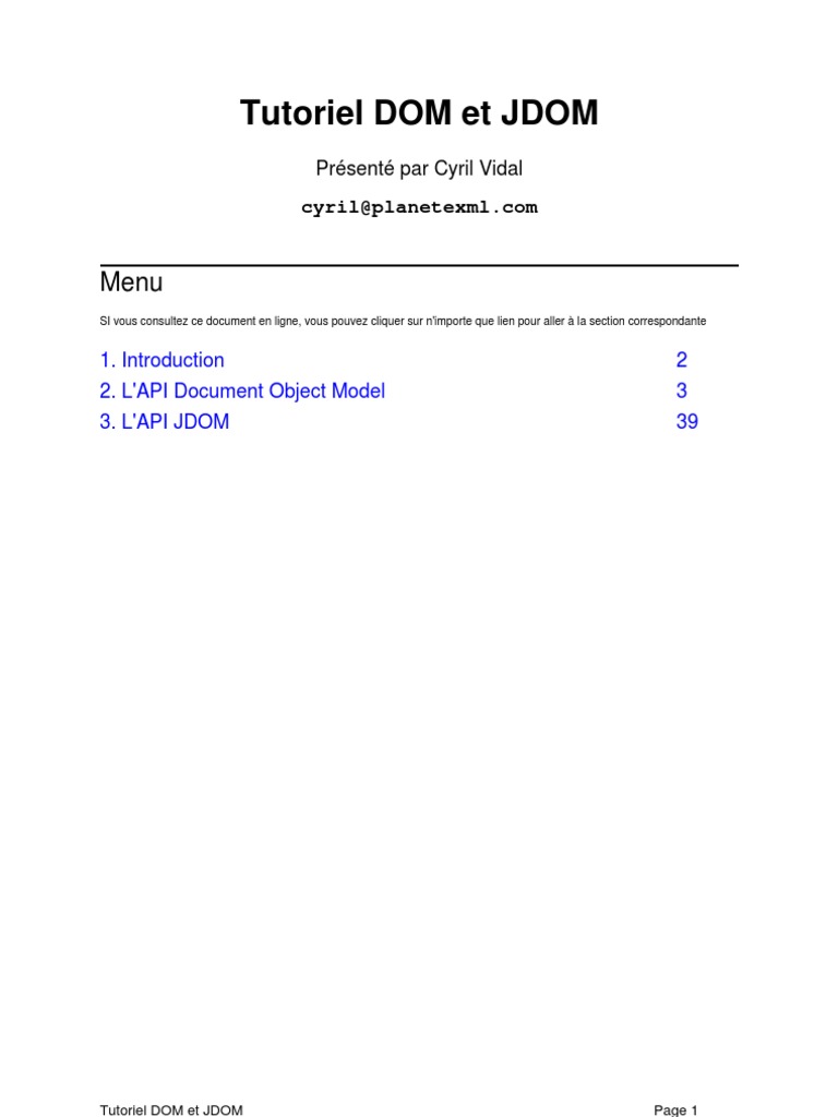 Tutoriel DOM Et JDOM | PDF | Modèle d'objet de document | XML