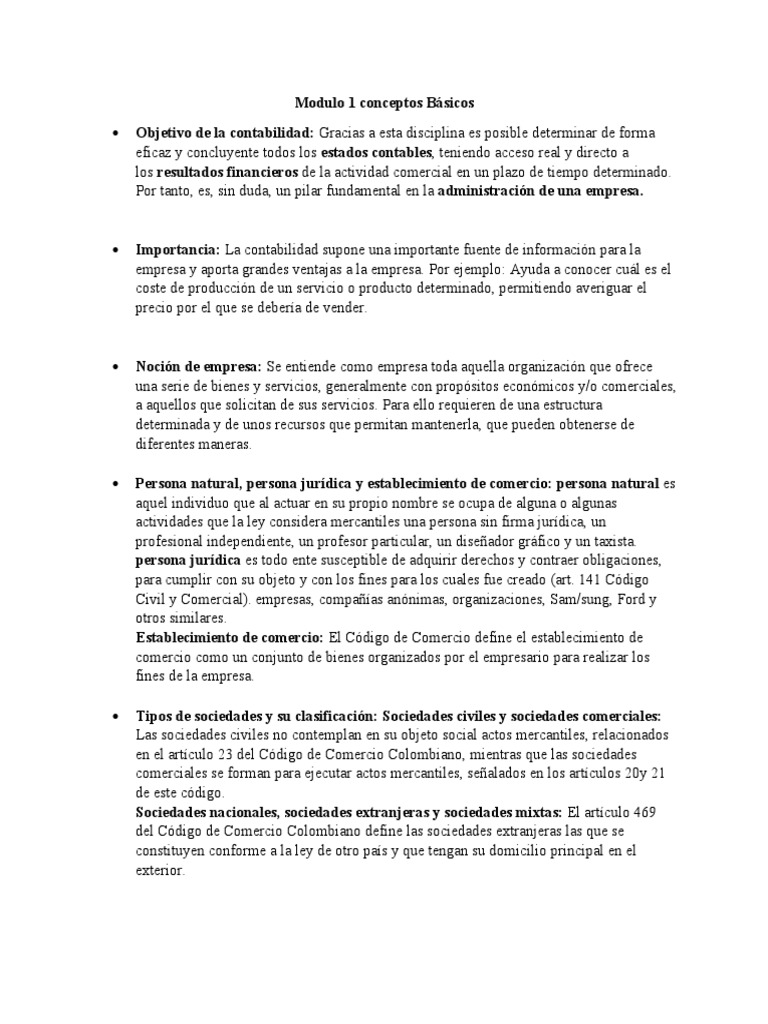 Modulo 1 Conceptos Básicos | PDF | Empresas | Contabilidad