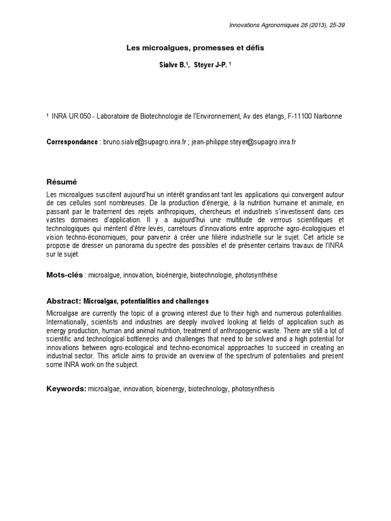 Généralité Microalgues Et Applications | PDF | Dioxyde de carbone | Photosynthèse