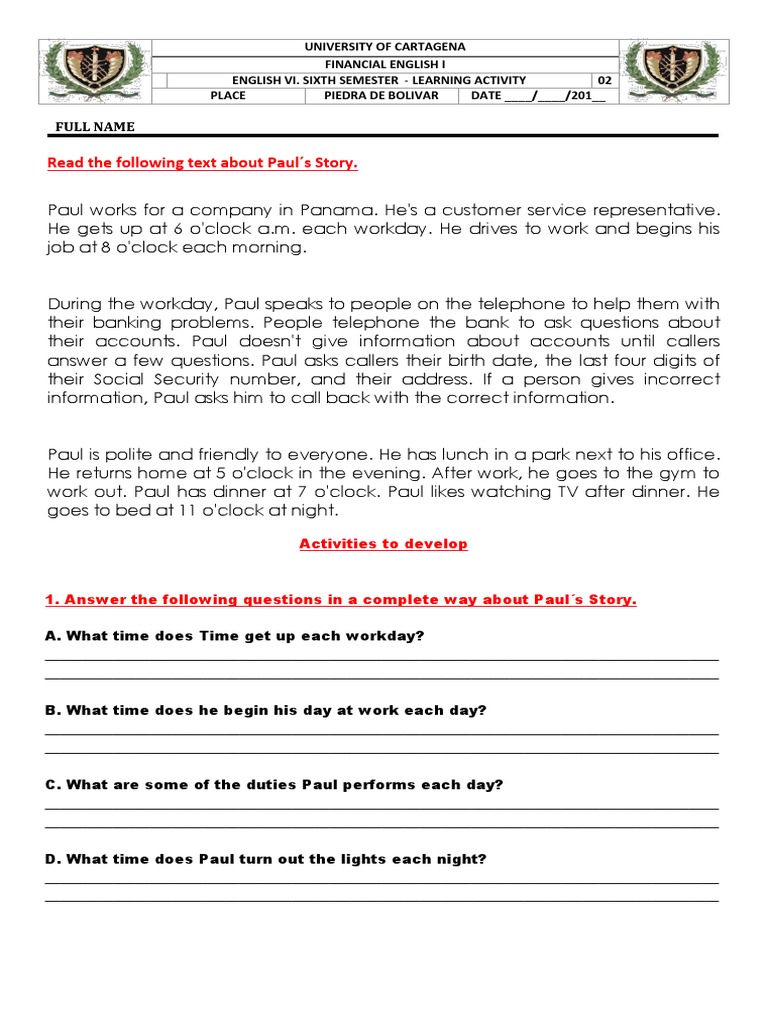 Paul's Daily Routine in Customer Service | PDF | Career & Growth