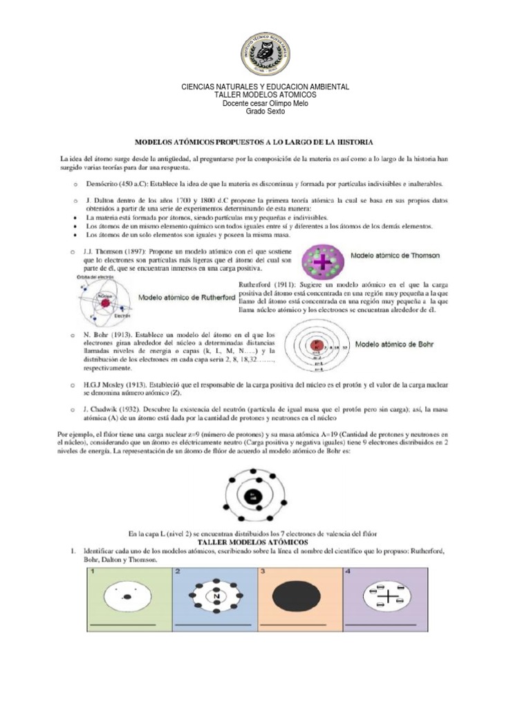 Taller Modelos Atómicos | PDF